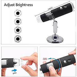 Wireless Digital Microscope USB Microscope Camera 50X to 1000X 8 LED Light WiFi Handheld Zoom Magnification Magnifier for PC, Android Smartphone, iPhone