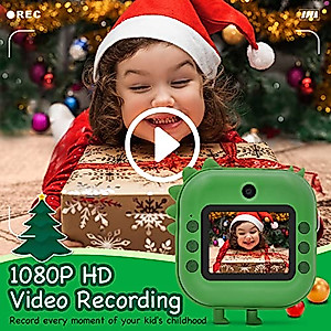 Instant Print Camera for Kids, Zero Ink Kids Camera with Print Paper,Selfie Video Digital Camera with HD 1080P 2.4 Inch Color Screen,3-14 Years Old Children Toy Learning Camera for Birthday, Christmas