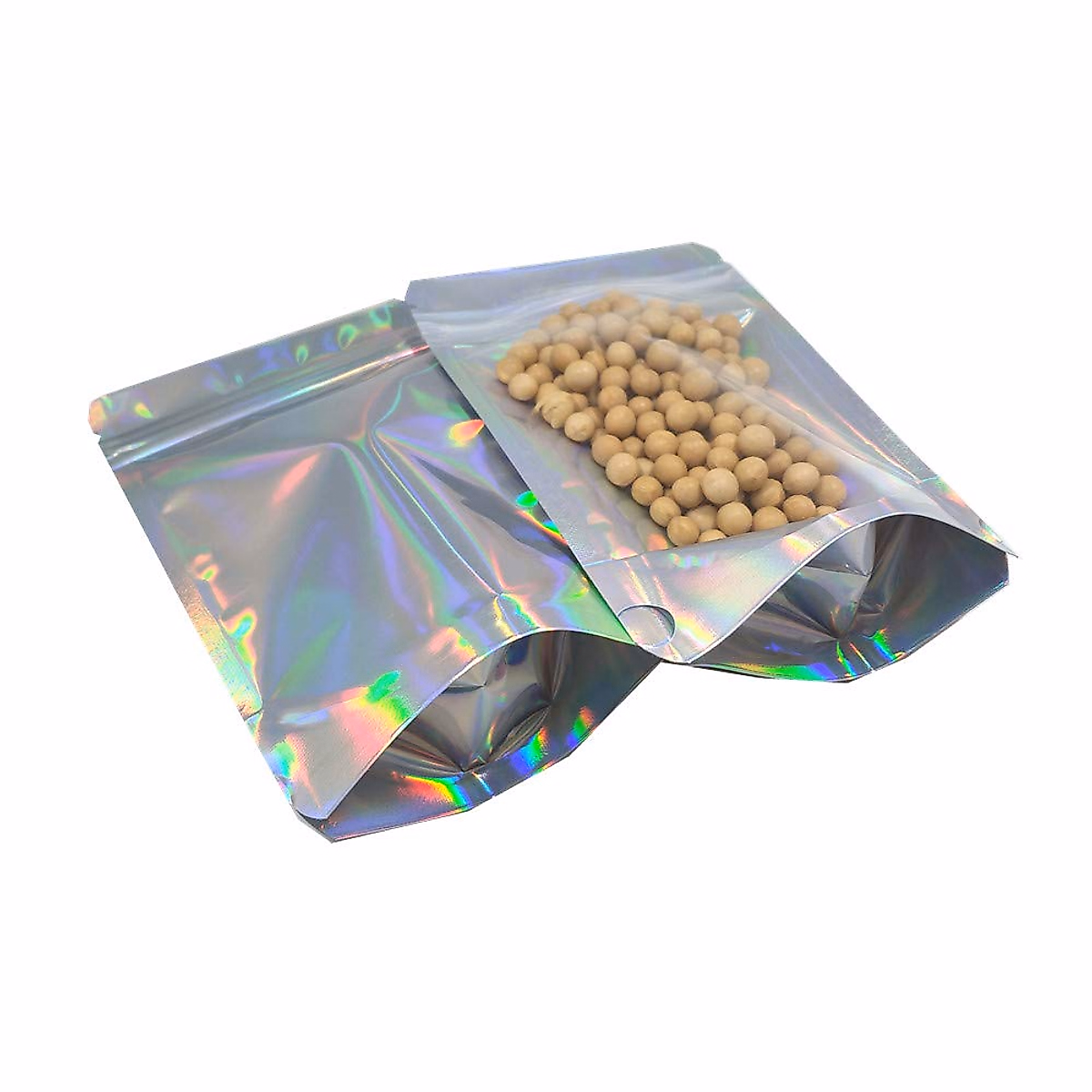 FERENLI 50 Pieces Resealable Zipper Lock Mylar Bags Clear Front Stand Up Aluminum Foil Sealable Bags for Food Long Term Storage Airtight Mylar Bags 4.3x6.3 inch