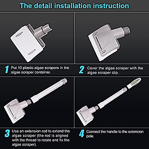 Saltwater Aquarium Cleaner Fish Tank Scraper Cleaning Tools 17.7-48 Inch Long for Cleaning Acrylic or Glass Saltwater Marine Tank Never Rust