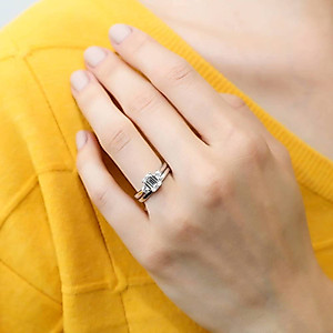 BERRICLE Sterling Silver 3-Stone Wedding Engagement Rings Emerald Cut Cubic Zirconia CZ Ring Set for Women, Rhodium Plated Size 9.5