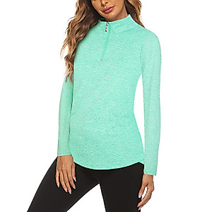 Koscacy V Neck Top Women, Golf Tennis Shirt Breathable Zipper Running Workout Outdoor Tops Yoga Biking Daily Casual Wear Aline Soft Shirts Green XX-Large