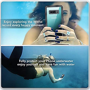 SPIDERCASE for Samsung Galaxy S10 Waterproof Case, Built-in Screen Protector Fingerprint Unlock with Film, Shockproof Full Body Cover Waterproof Case for Samsung Galaxy S10 6.1”, Black/Clear