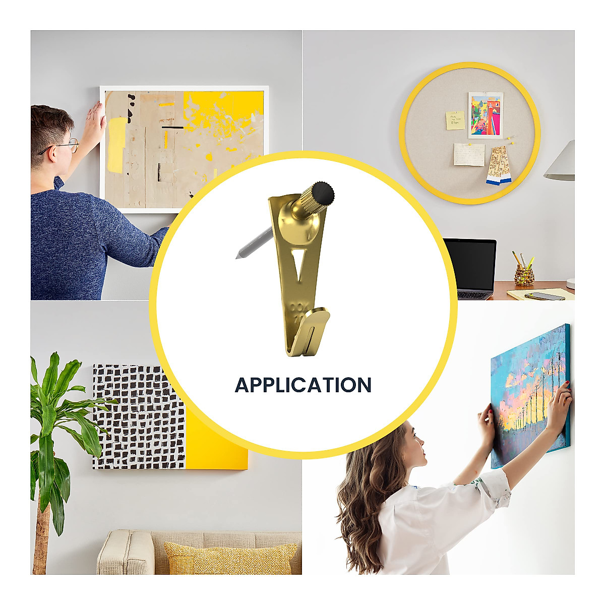 OOK 50615 Professional Picture Hangers, Art Hangers, Padded, Brass, Reusable Picture Hooks, 20lb (15 set)