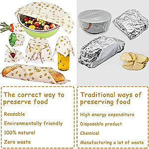 Beeswax Food Wrap (Set of 7) Sustainable Alternative to Aluminum Foil and Albal Paper - For Fruits, Vegetables, Bread, Cheese and Other Foods