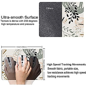 SANWUMIAN Mouse Pad, Mouse Pad with Abstract Art Design, Square Mouse Mat Waterproof Mousepad Non-Slip Rubber Base Mouse Pads for Office Laptop, Modern Boho Leaves