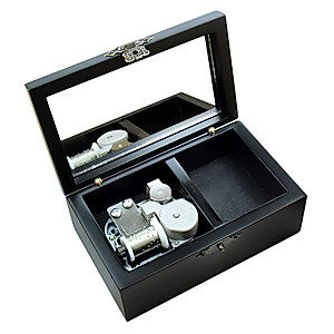 ROSIKING Wooden Music Box with Mirror Mechanism Carved Jewelry Musical Boxes Christmas Birthday Valentine's Day Gifts Plays Howl's Moving Castle-Merry...