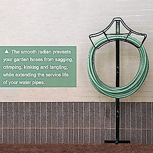 Garbuildman Garden Hose Holder Stand- Outdoor Water Pipe Metal Reel Rack, Shiny Black
