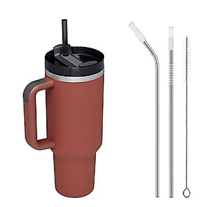 40 oz Tumbler With Handle and Straw Lid Stainless Steel Insulated Tumblers Travel Mug for Hot and Cold Beverages Thermos Travel Coffee Mug for both men and women Red