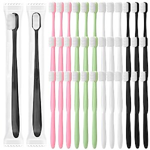Pinkunn 36 Pcs Soft Bristle Toothbrush Micro Nano Manual Toothbrush with 20, 000 Bristles for Sensitive Gums Adult Family, 4 Colors(White Bristles)