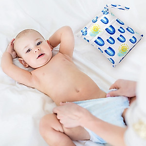 2 Pieces Wet Dry Bag Cloth Diaper with Two Zippered Pockets Waterproof ReusableW Travel Beach Pool Daycare Soiled Baby Items Yoga Gym（12in x 14.5in）, Rainbow Color (KKBB1003)