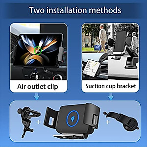 DOODBI Wireless Car Charger Mount for Galaxy Z Fold 4/3 car Mount/Accessories,Fast Charging Phone Holder for Galaxy Z Fold 4/3/2/S22 Ultra, iPhone 13 Pro Max,Google Pixel 6 Pro