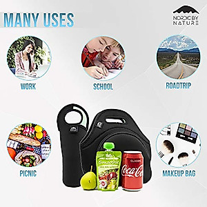 Nordic By Nature Neoprene Lunch Bag For Women, Men & Kids Extra Thick Insulated Neoprene Lunch Tote With Water Bottle Sleeve Durable Reusable Machine Washable Extra Pocket YKK Zippers (Turquoise)