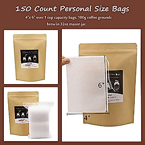 No Mess Cold Brew Coffee Filters - 150 Count Single Use Filter Bags Disposable Fine Mesh Brewing Bags for Concentrate, Iced Coffee Maker, French/Cold Press Kit, Hot Tea in Mason Jar or Pitcher 4"x 6"