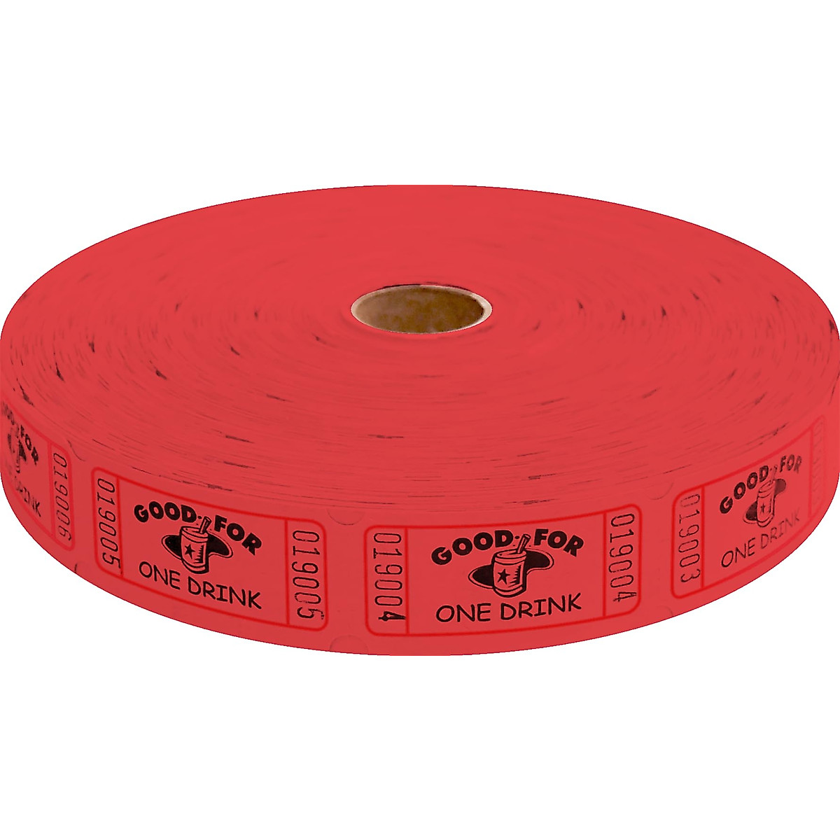 Good for One Drink Tickets Four Rolls of 2,000 Tickets - 8,000 Total in Four Assorted Colors