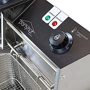PartyHut 12 Liter/12.6 Quart Dual-tank Commercial Deep Fryer Machine, Double Basins Large Capacity Stainless Steel Countertop Fryer, 110v Double Two Tank Design for Small Business and Events