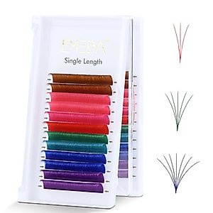 EMEDA Volume Lash Extensions Mix 8 Colored Lash Extensions Easy Fan Volume Lashes Colorful Self Fanning Volume Eyelash Extensions (Mixed 8 Color 0.07mm D Curl 15mm)