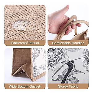 BUY IT ONCE Burlap Shoulder Tote Bag for Women, Jute Travel Tote Bags for Beach or Grocery Shopping, Large Laptop Work Bag with Top Zipper and Artistic Canvas Design