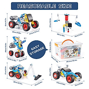 Erector Set for Boys 6-12, Building Toys for Kids Ages 4-8, 5 in 1 STEM Toys Ages 4-7 with Electric Power Motor, Construction Toys for Age 5 7 8 9 Years Old, 113 PCS DIY