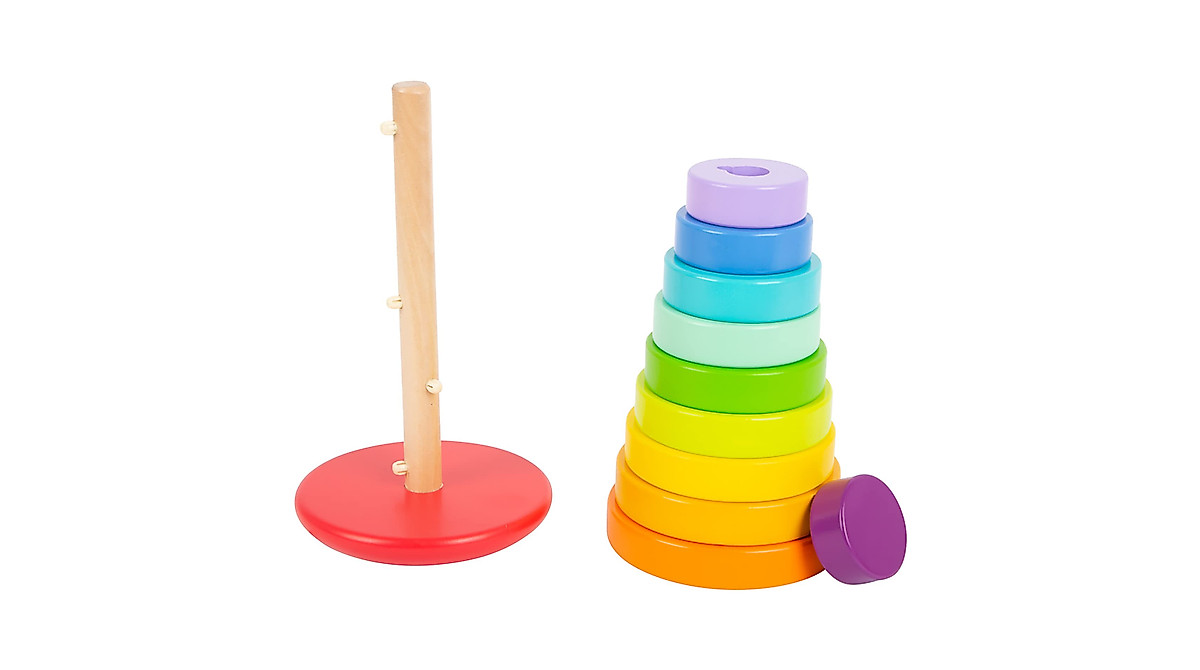 Wooden Rainbow Stacking Tower for Kids - Develop Motor Skills & Colors