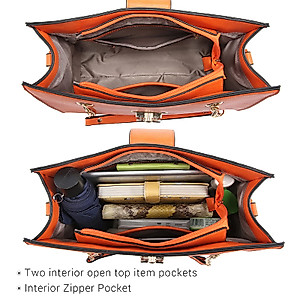 Dasein Women Fashion Tote Bags Handbag Purse Chain Shoulder Bag Top Handle Bag Hobo With Matching Clutch (Orange)