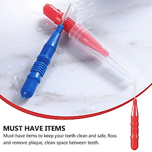Healifty 50pcs Interdental Brushes Dental Floss Picks Toothbrush 3mm Oral Cleaner Personal Health Care Supplies for Kids Adults Red
