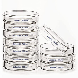 Labasics 10pk Glass Petri Dishes, 100x20 mm Autoclavable Borosilicate Glass Cell Culture Dishes Petri Dishes with Clear Lid for Laboratory