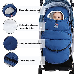 F-Y-YIYI Bunting Bag for Stroller Sleeping Bags Thickened Warm Stroller Blanket Toddler Removable Newborn Baby footmuff Winter Baby Travel Essential