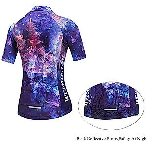 Cycling Jersey Women,Ladies Summer Short Sleeve Road Bike Tops Cycling Clothing Breathable Bicycle Shirts