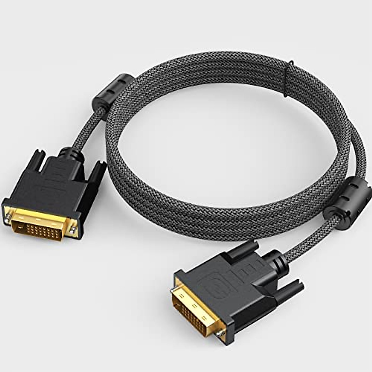 UOOI DVI Cable 10FT, DVI-D to DVI-D (24+1)– M/M Double Shielding Digital Cord with Two Ferrite Core and PET Braided for Gaming, DVD, Laptop, HDTV and Projector - Gold Plated