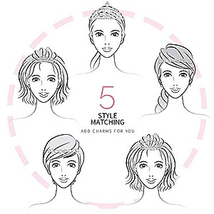 Teenitor Set of 5 Crystal Headband, Rhinestone Headbands for Women Hair Jewelry Wedding Headband Crown Party Tiaras-Silver