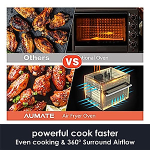 AUMATE Kitchencore Air Fryer Oven, 32 Quart Convection Toaster Oven 9 Slice, Digital Countertop Oven,19-in-1 Air Fryer Toaster Oven Combo with Rotisserie, Dehydrate, Reheat, 7 Accessories,1800W, Black