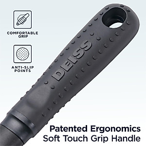 Deiss Pro Heavy Duty Can Opener Manual Smooth Edge, Handheld Can Opener With Soft Touch Handle, Rust Proof Safety Can Opener Oversized Handheld Easy Turn Knob, Best Large Lid Openers (BLACK)