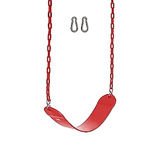 Swing for Outdoor Swing Set - Pack of 1 Swing Seat Replacement Kit with Heavy Duty Chains - Backyard Swingset Playground (red)