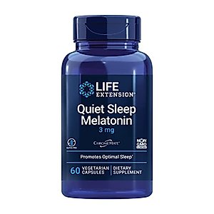 Life Extension Quiet Sleep Melatonin – Immediate-Release Melatonin Supplement with Vitamin C, B12 and Inositol – For Restful Sleep & Hormone Balance - Gluten-Free, Non-GMO – 60 Capsules