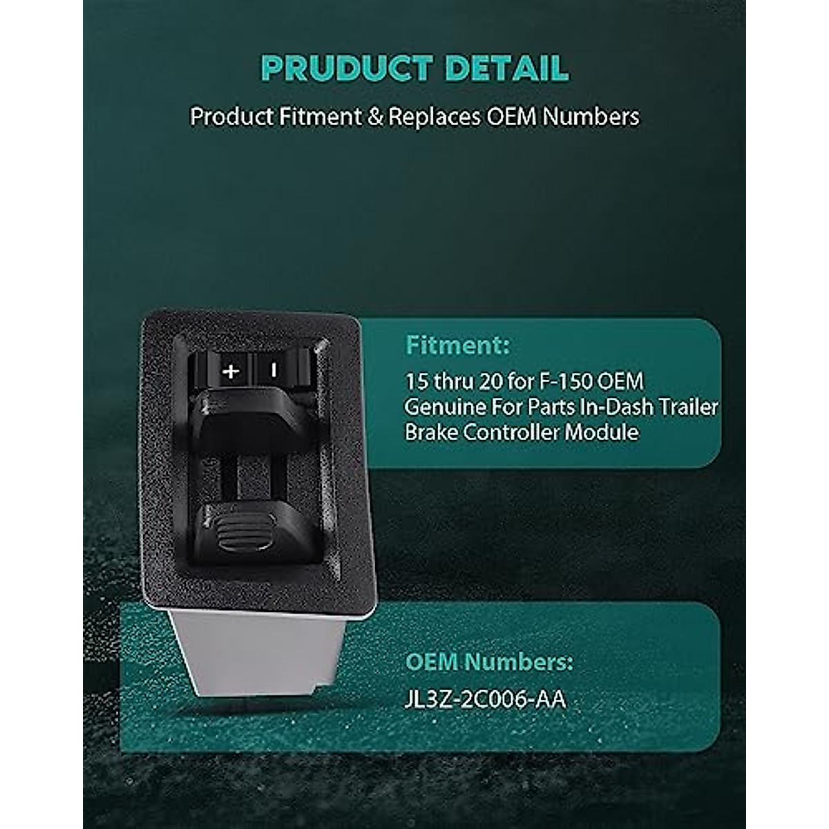 Trailer Brake Controller Module, Trailer Brake Controller Module Fits For 15 thru 20 For F-150 For Parts In-Dash Trailer Brake Controller Module, Front OE JL3Z-2C006-AA