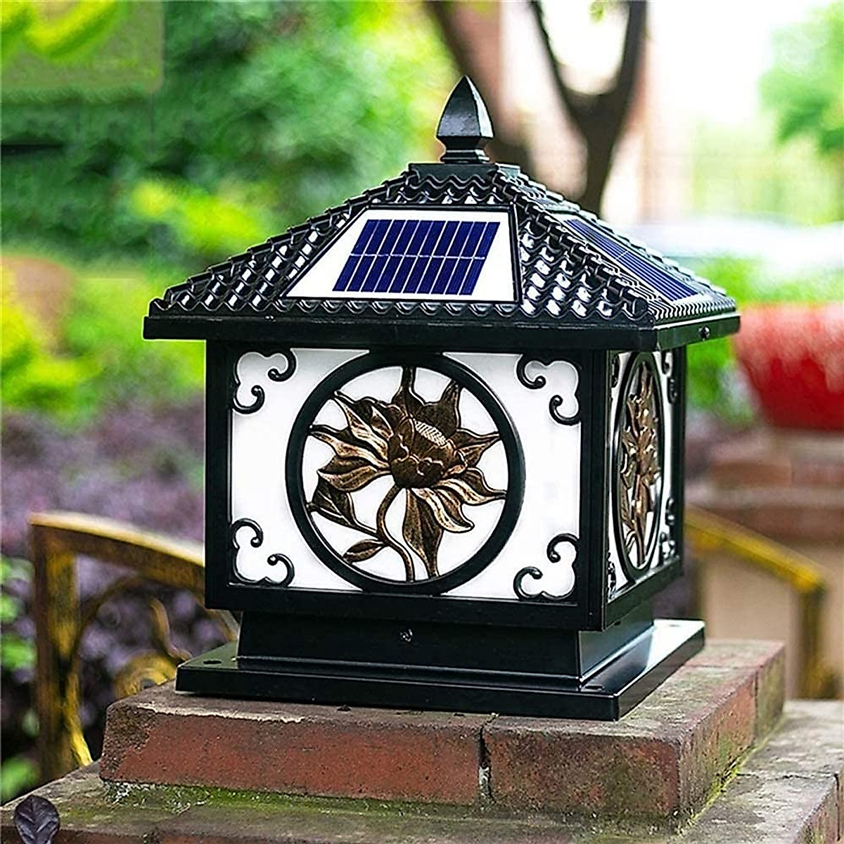 KLFJFD Solar Lights Outdoor,Chinese Pillar Light,Two-Color Adjustable,IP65 Waterproof Outdoor Post Lamp,for Home Garden Courtyard Villa,etc