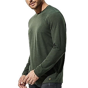 MIER X-Sofort Men's Long Sleeve Tee Shirts for Workout, Running, Gym, Athletic Buttery Soft Crew Neck Lightweight Dry Fit T-Shirts, Dark Green Heather, M