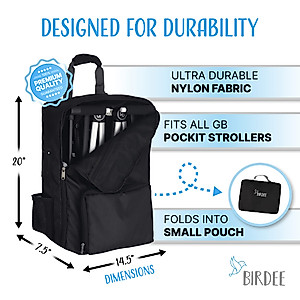 Birdee Foldable Stroller Travel Bag Fits ALL GB Pockit Strollers Durable Backpack For Airplane Travel