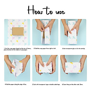 Magic Flying Unicorn Over Rainbow Star Dreams On White Wrapping Paper Sheets, Fantasy Horse With Wings and Horn Gift Wrap for Birthday Wedding Bridal Baby Shower Girl Kids, 4 Sheets Folded Flat 20x28 inches per sheet, 15 sq. ft. ttl.