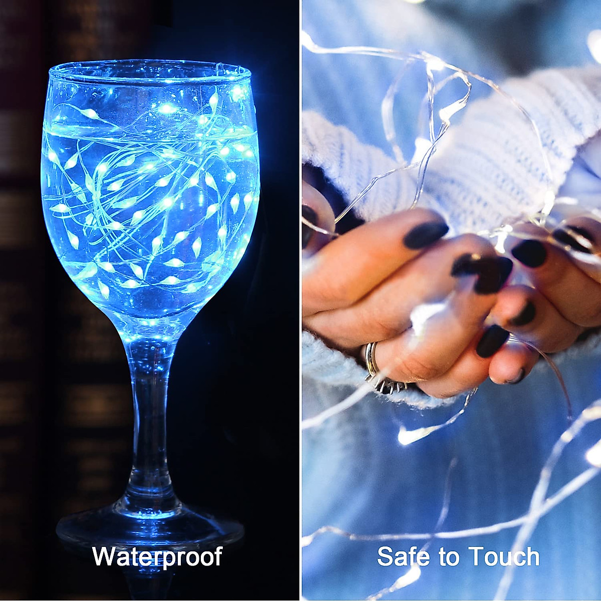 Lotenten Fairy Lights Battery Operated,2 Pack 19FT 60 Led Waterproof Mini Battery Powered String Twinkle Lights Lights for Bedroom, Christmas, Parties, DIY,Wedding,Bedroom Decoration(Blue)