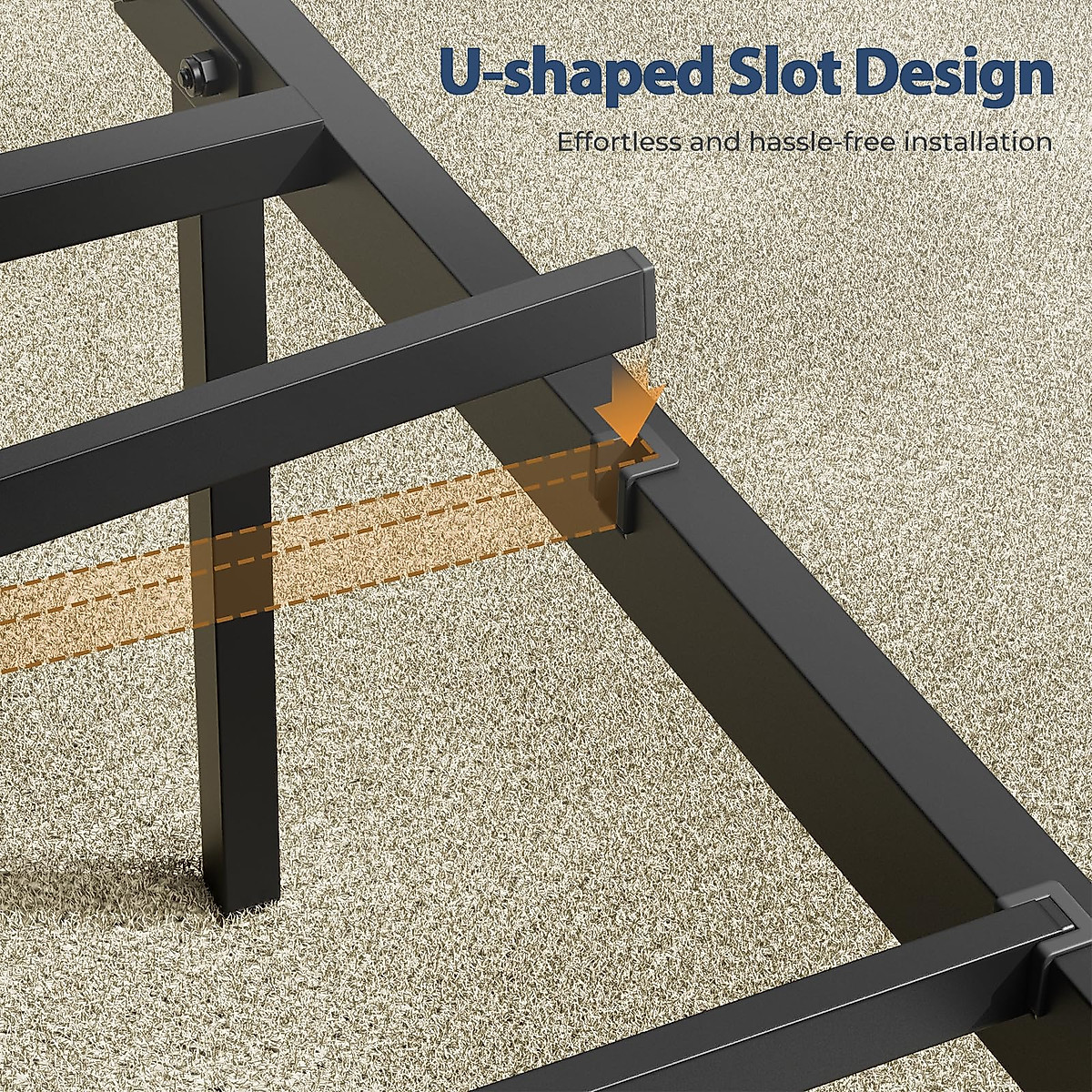 Tatub Queen Metal Bed Frame with Headboard and Footboard, Victorian Black Bed Frame, Under Bed Storage, No Box Spring Needed Mattress Foundation, Noise Free