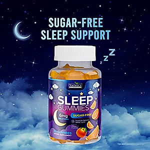 Sleep Gummies Sugar Free - Extra Strength 6mg Melatonin, Natural Sleeping Gummy for Adults and Kids, Vegan, Non-GMO, Sleep Vitamin Support Supplement - 60 Gummies