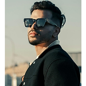 Retro Rectangular Sunglasses Men Women Square Thick Vintage Punk Rock Hip Hop Glasses