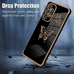 Bonoma Compatible with Samsung Galaxy A53 5G Case Butterfly Plating Electroplate Luxury Elegant Case Camera Protector Soft TPU Shockproof Protective Back Cover Galaxy A53 5G Case -Black