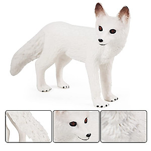 Bbiamsleep 4 Pieces White Fox Animal Figures Mini Animals Set Realistic Arctic Fox Family Figurines for Cake Topper Party Favors Christmas Birthday Supplies