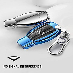 K LAKEY Car Key Fob Cover,Fit for C E S M CLS CLK G Class Key Fob,Smart Car Key Soft TPU Case Protector Key Fob with Alloy Keychain Silver (red, A)