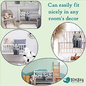 BiMBKy Hanging Diaper Caddy Organizer, Grey, Stacker For Crib, Nursery Storage For Changing Table, Practical And Ideal For Newborn Boy And Girl – 17’’ x 10’’ x 10’’