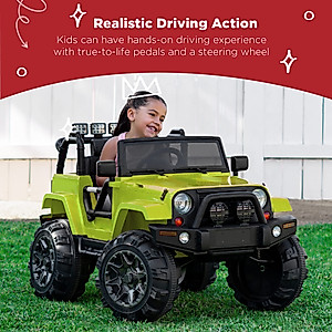 Best Choice Products Kids 12V Ride On Truck, Battery Powered Toy Car w/Spring Suspension, Remote Control, 3 Speeds, LED Lights, Bluetooth - Green