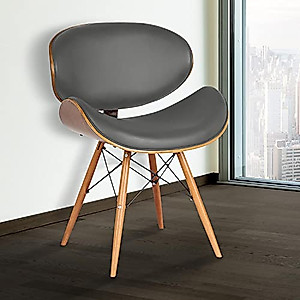 Armen Living Cassie Dining Chair in Grey Faux Leather and Walnut Wood Finish, Gray/Walnut Finish, 20D x 21W x 31H in